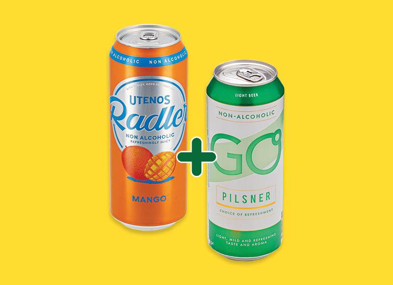 „Nealkoholinis alus UTENOS RADLER MANGO ir GO PILSNER“ parduotuvėje ...