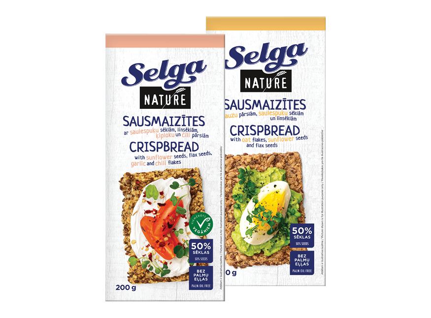„Duonos traškučiai su sėklomis SELGA NATURE, 2 rūšių, 200 g ...