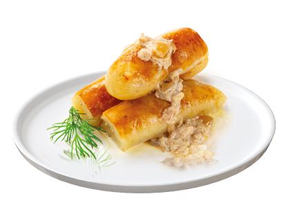 „Kepti bulviniai vėdarai su spirgučių padažu, 320 g, 1 vnt ...