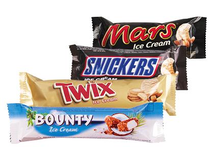 Mazuma.lt | „Ledai SNICKERS; MARS; TWIX; BOUNTY, 4 rūšių, 50,1–60,5 ml ...