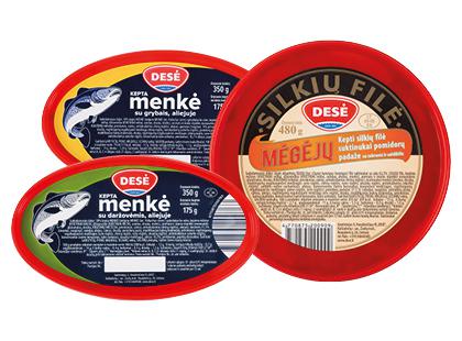 „Aliejuje keptos menkės; silkių filė suktinukai DESĖ*, 3 rūšių, 350–480 ...