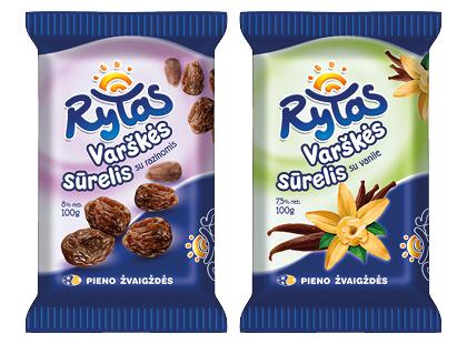 „Varškės sūrelis RYTAS, 2 rūšių, 7,5–8 % rieb., 2 pak. x 100 g, 1 kg ...