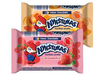 „Varškės sūreliai NYKŠTUKAS, 3 rūšių, 8 % rieb., 2 pak. x 100 g ...