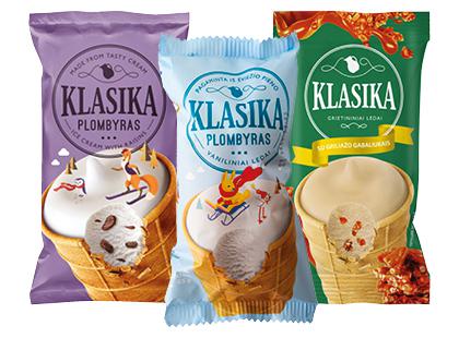 „Valgomieji ledai vafliniame puodelyje KLASIKA, 3 rūšių, 65–75 g ...