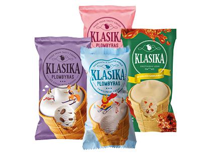 „Valgomieji ledai KLASIKA vafliniame puodelyje, 6 rūšių, 2 pak. x 65–75 ...