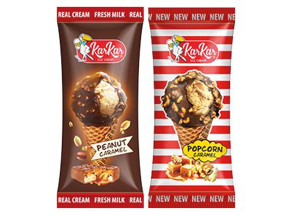 „Valgomieji ledai; plombyras BALTOJI VARNELĖ; KAR KAR, 3 rūšių, 2 pak ...