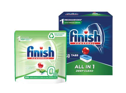 „Indaplovių tabletės FINISH ALL IN 1; POWERBALL, 2 rūšių, 1 pak. (40–50 ...