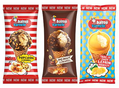 „Valgomieji ledai BALTOJI VARNELĖ, 3 rūšių, 2 pak. x 150 ml ...