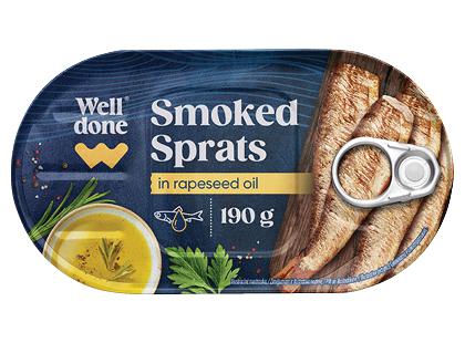 Mazuma.lt | „Rūkyti šprotai aliejuje WELL DONE*, 190 g“ akcija ...