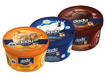 „Valgomieji ledai DADU, 3 rūšių, 800 ml“ parduotuvėje „Maxima“ | Mazuma.lt