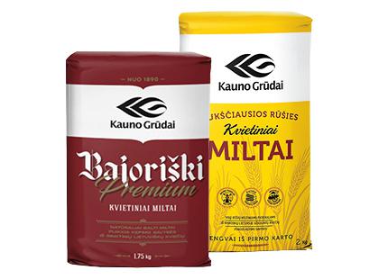 „Kvietiniai miltai KAUNO GRŪDAI*, 2 rūšių, a. r., 405C; 550C, 1,75–2 kg ...