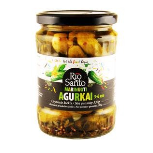 „Marinuoti agurkai RIO SANTO, 3–6 cm , 530 g,“ akcija parduotuvėje „Norfa“ | Mazuma.lt